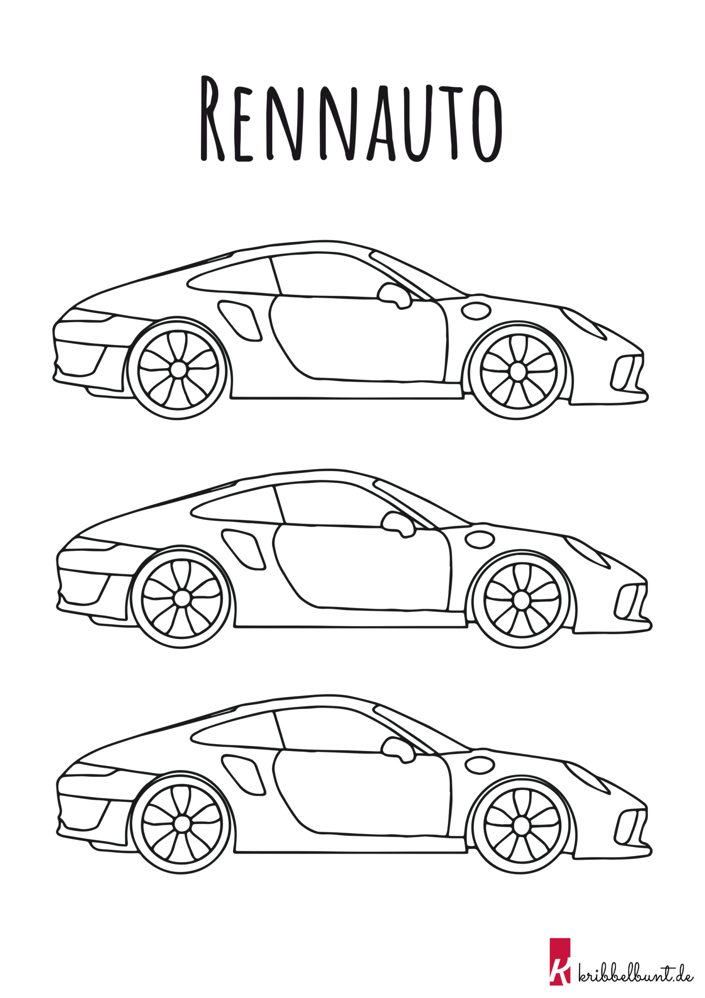 Ausmalbild Rennauto » Zum Ausdrucken | kribbelbunte Ausmalbilder